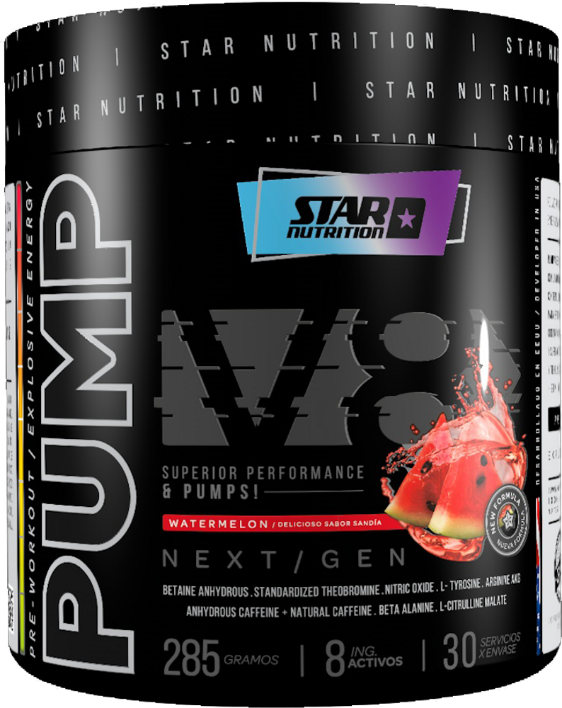 Pump V8 Pre Workout Star Nutrition 285 Gr Sabor Watermelon