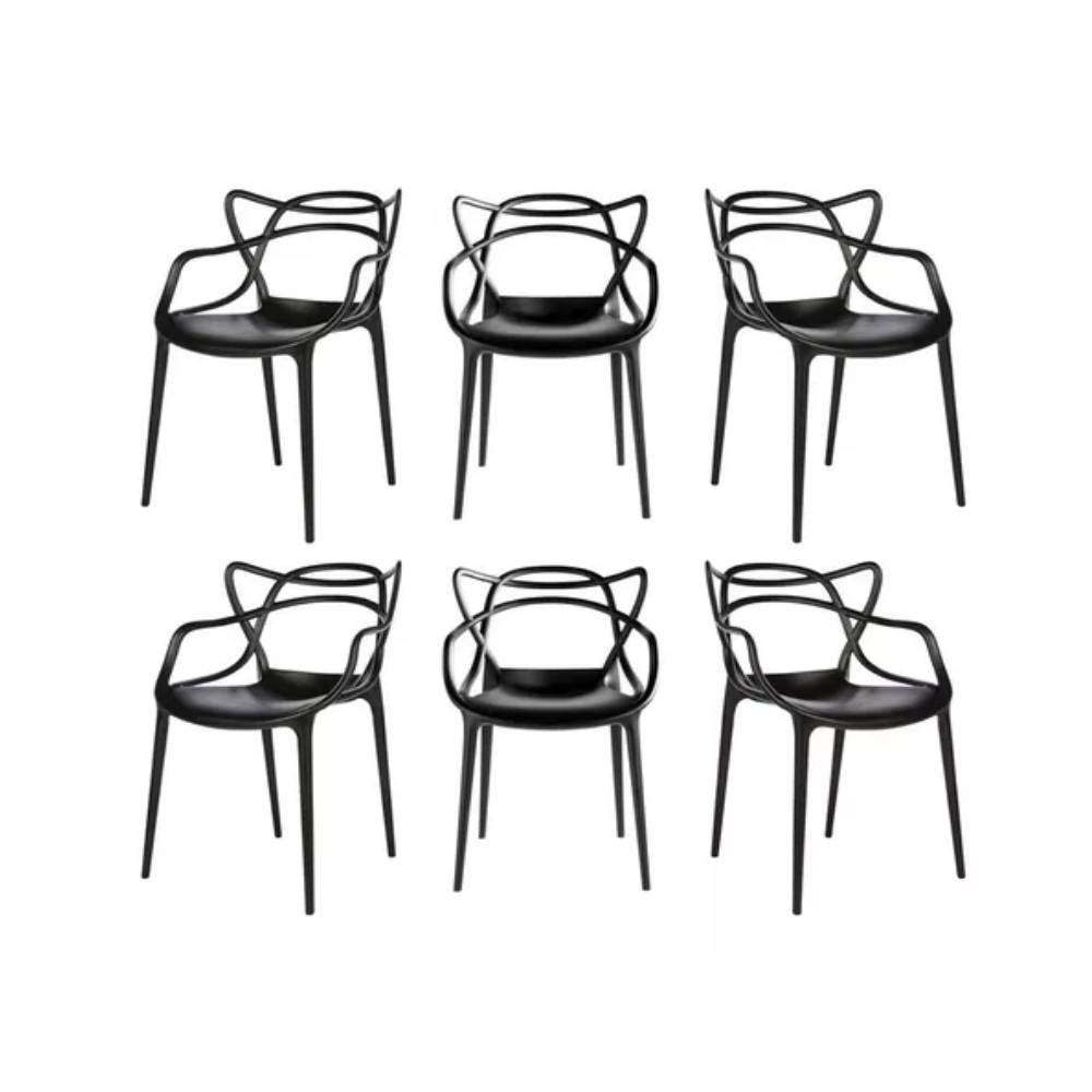 Sillas Master De Comedor Modernas Reforzadas Pack 6 Color Negro