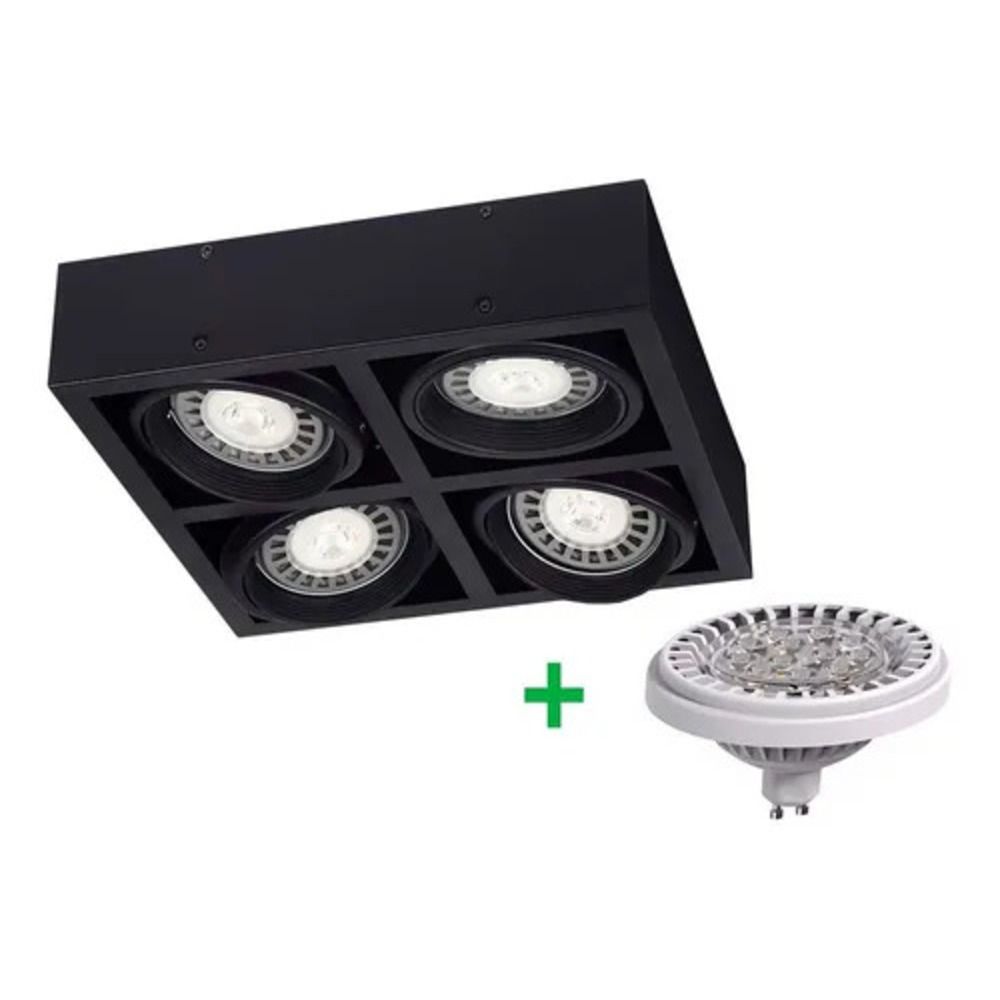 Aplique Plafon Box Ar111 Cardanico 4 Luces Led Lampara 48w Negro