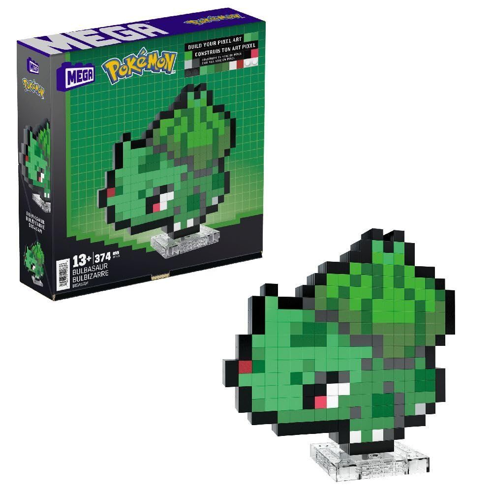 Mega Pokémon Bisasam Retro Look - 15 cm Buildable with Pixel Art Stones ...