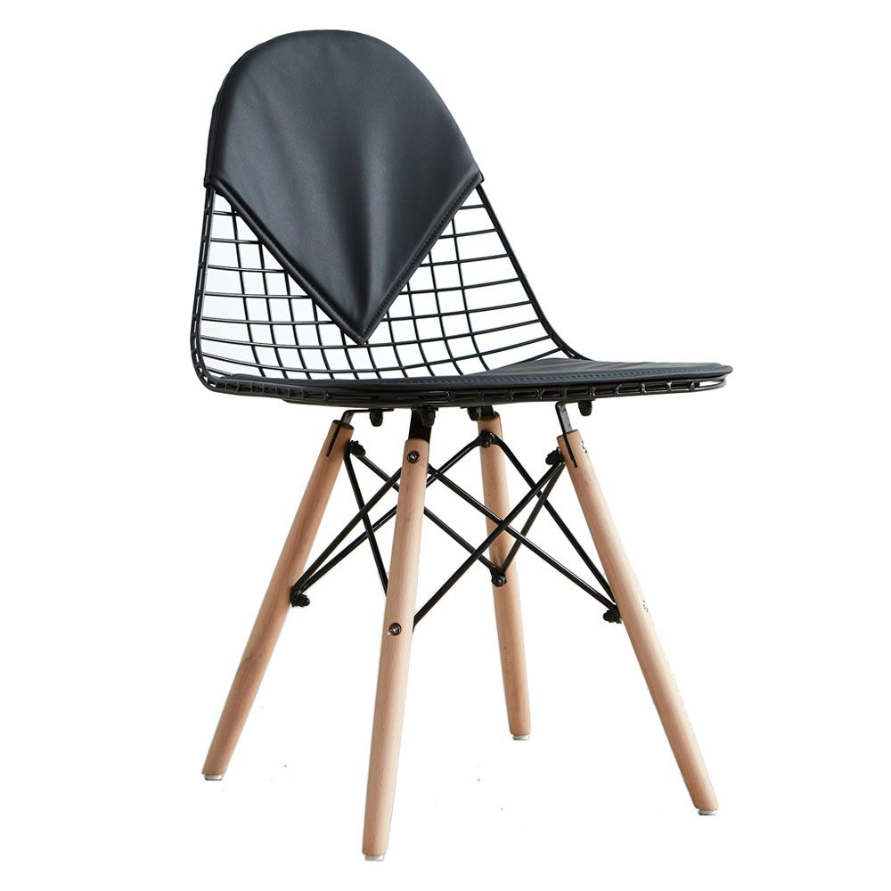 Silla Bertoia Eames Nórdica Patas De Madera Cocina Comedor