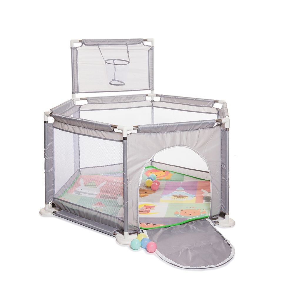 Corralito Desmontable Love 881 con Pelotitas y Aro Gris