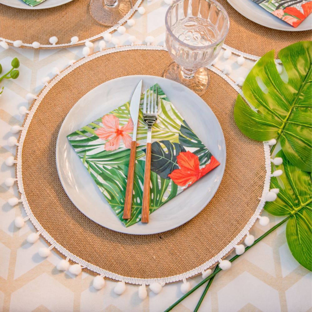 Individual Redondo Pompones 38 Cm Etxe (ro12)