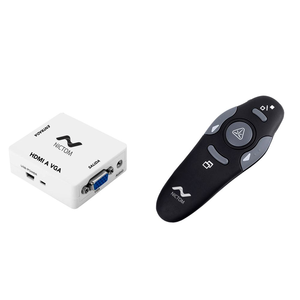 Combo Conversor HDMI a VGA + Puntero Laser Presentador Nictom