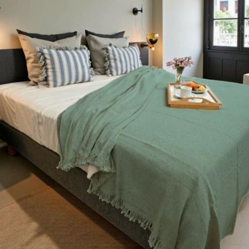 Cubre-camas Colcha Manta Tejida Country 1 1/2 Pz (160x230 Cm) - Verde Musgo