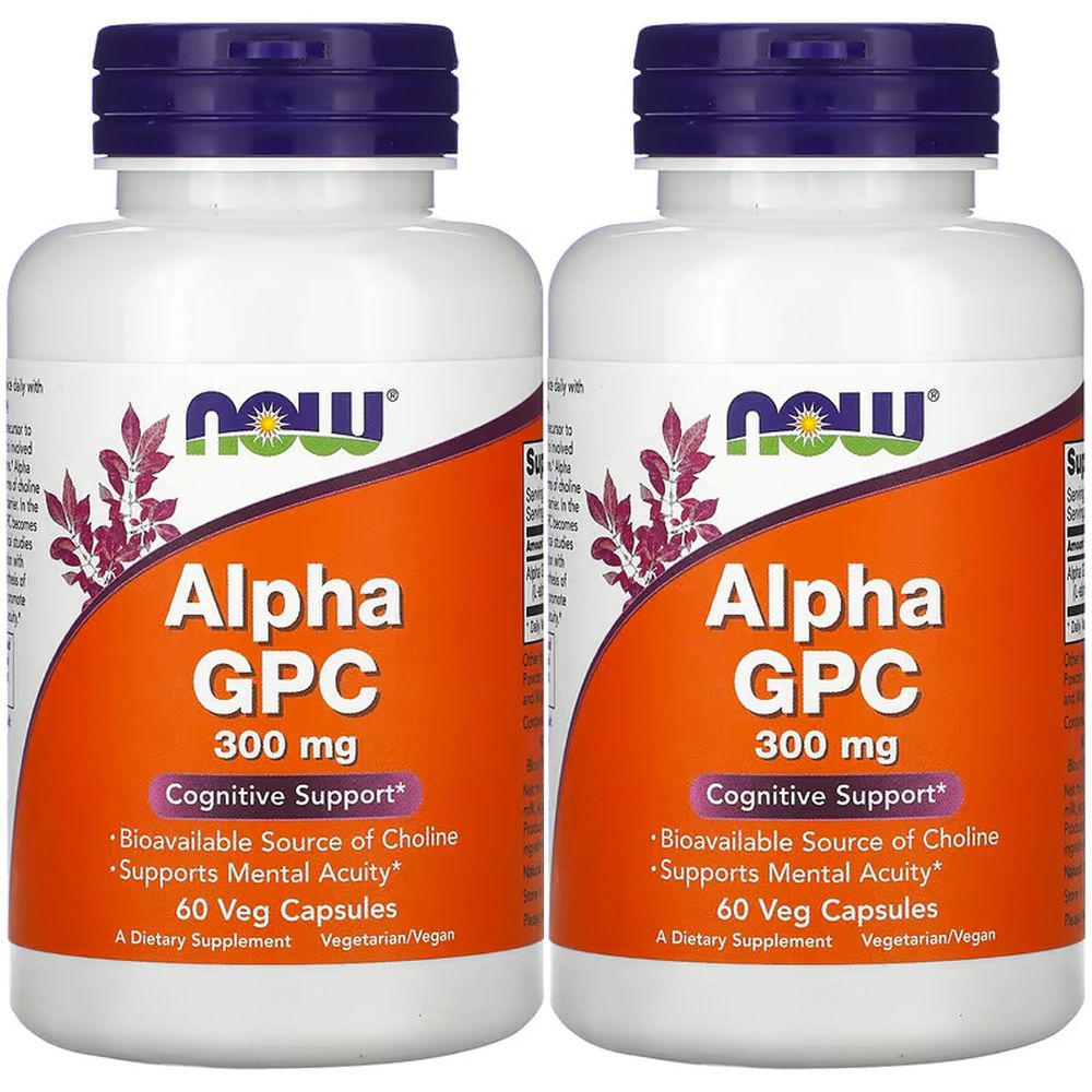 Suplemento NOW Foods Alpha GPC 300 mg 60 cápsulas vegetarianas x2
