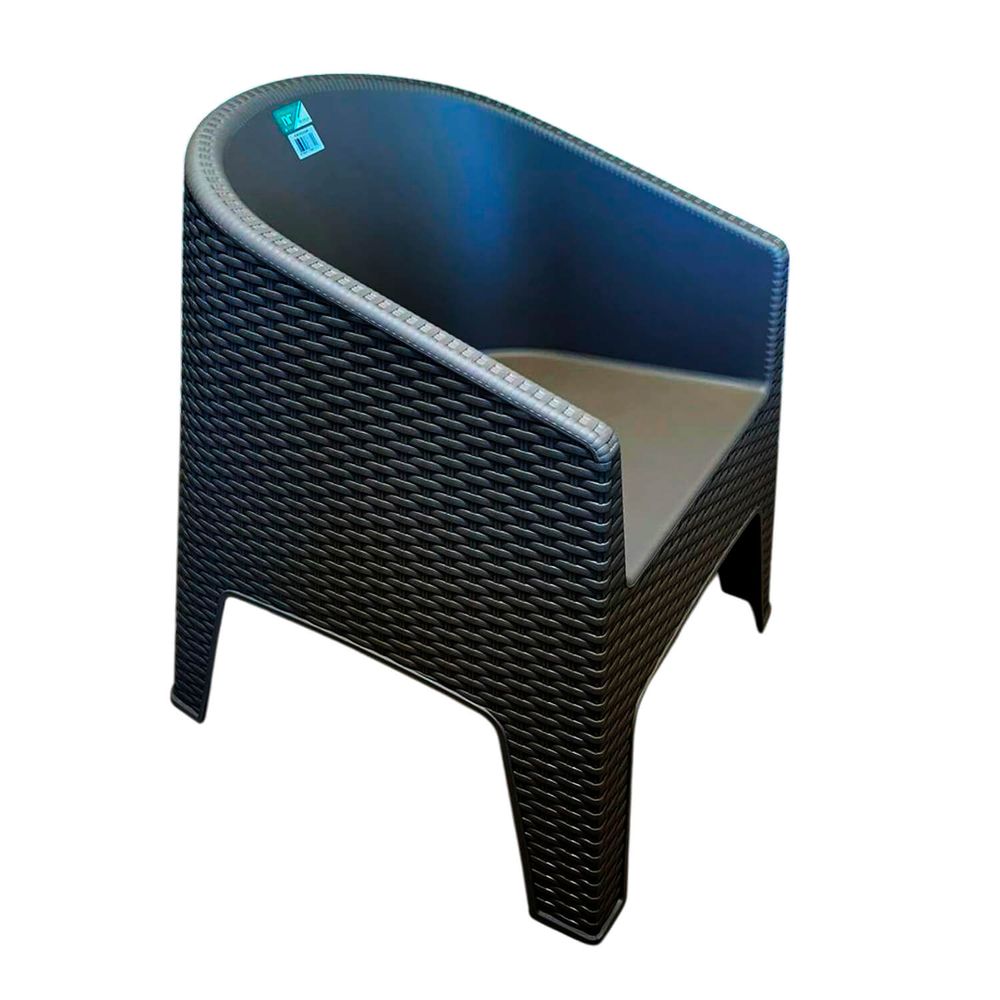 Sillon Plastico Simil Ratan Jardin Color Grafito Oasis