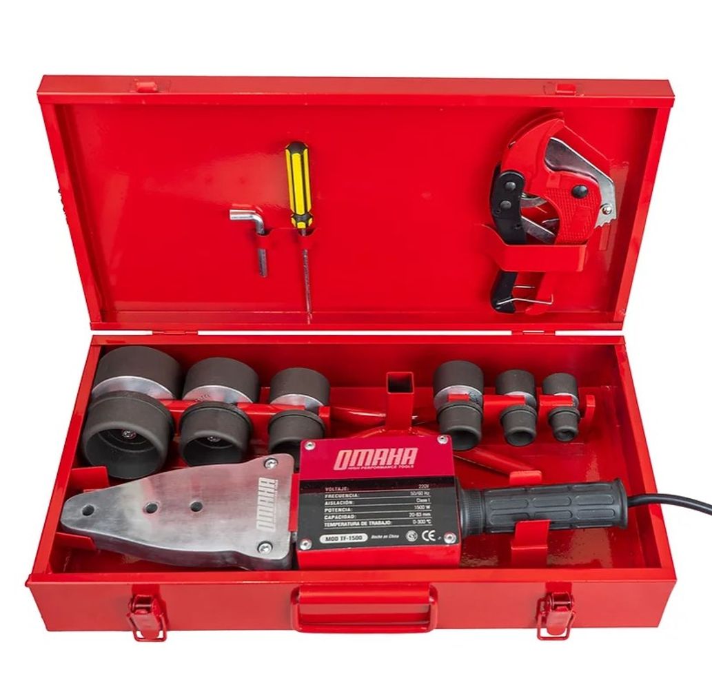 Termofusora Omaha 1500w TF-1500 + 6 Boquillas + Tijera + Maletín