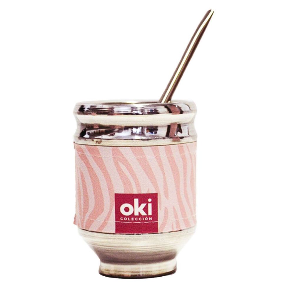 Mate de madera Cebra rosa