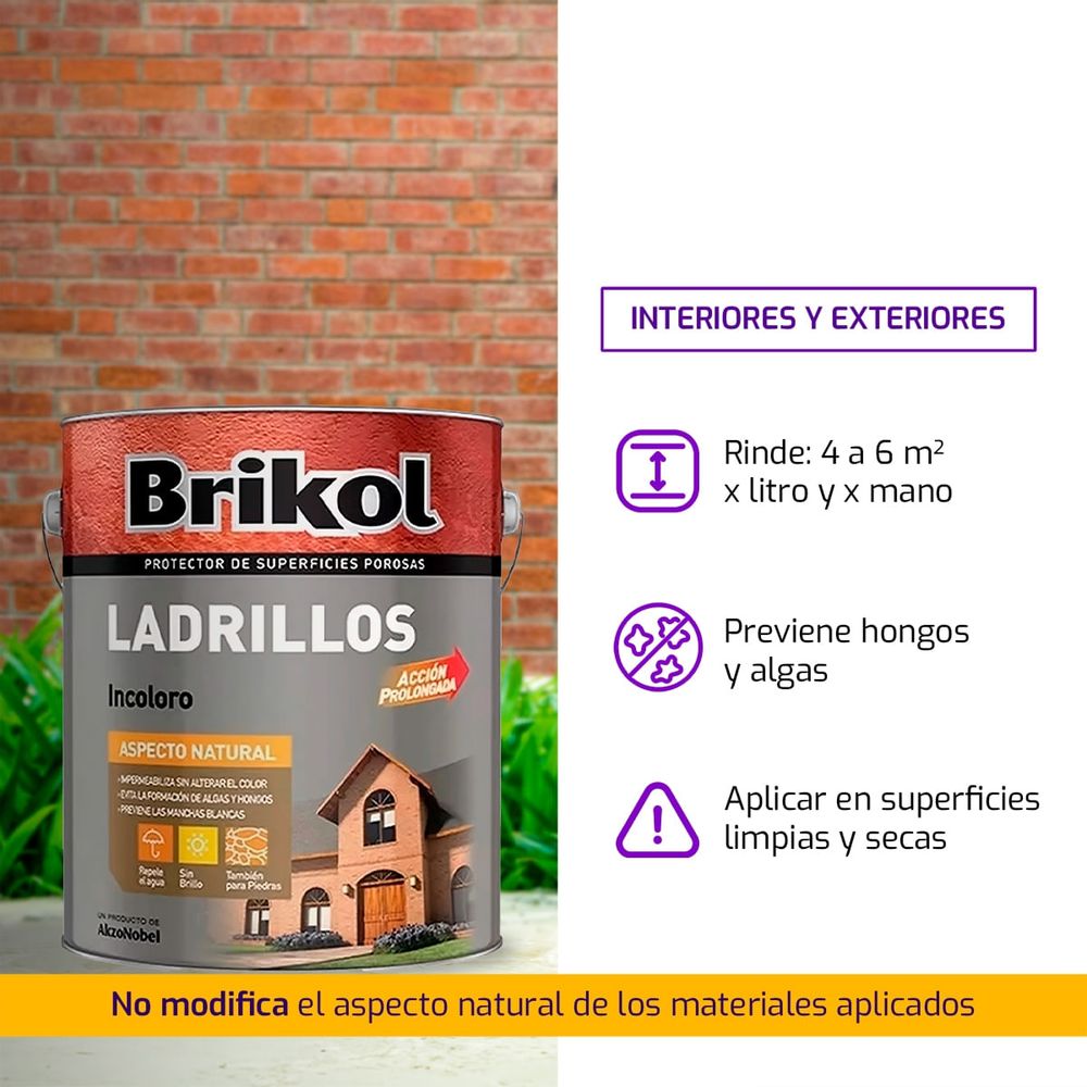 Brikol Ladrillos Protector Impermeabilizante 4Lt Incoloro