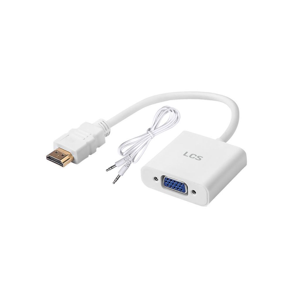 Cable Adaptador Conversor Hdmi A Vga + Audio Lcs Full Hd Blanco