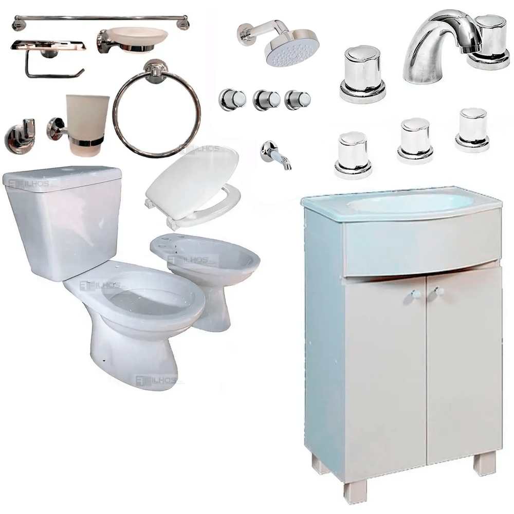 Combo Baño Completo Vanitory Loza Italiana Griferia P