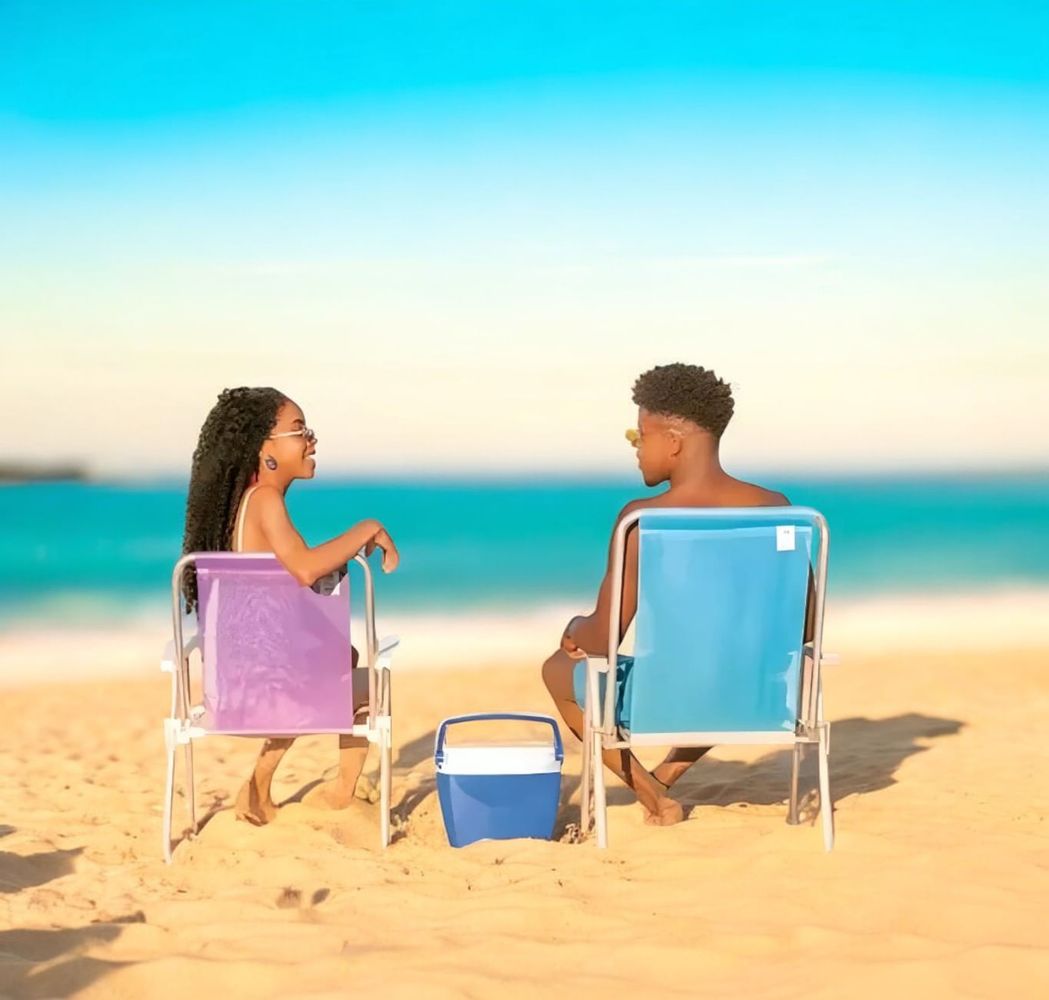 Kit X2 Silla Alta de Playa Sannet Mor Aluminio Azul Marino