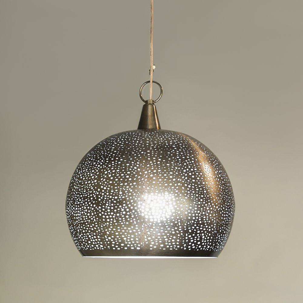 Pantalla Colgante De Techo Metal Erode Plateado 30x25cm