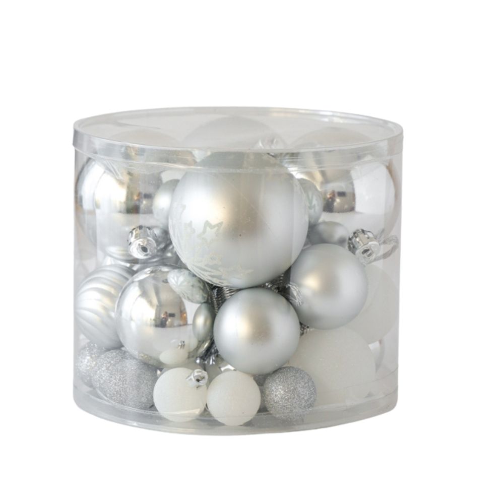 Set de esferas navidad x35 unidades plateadas