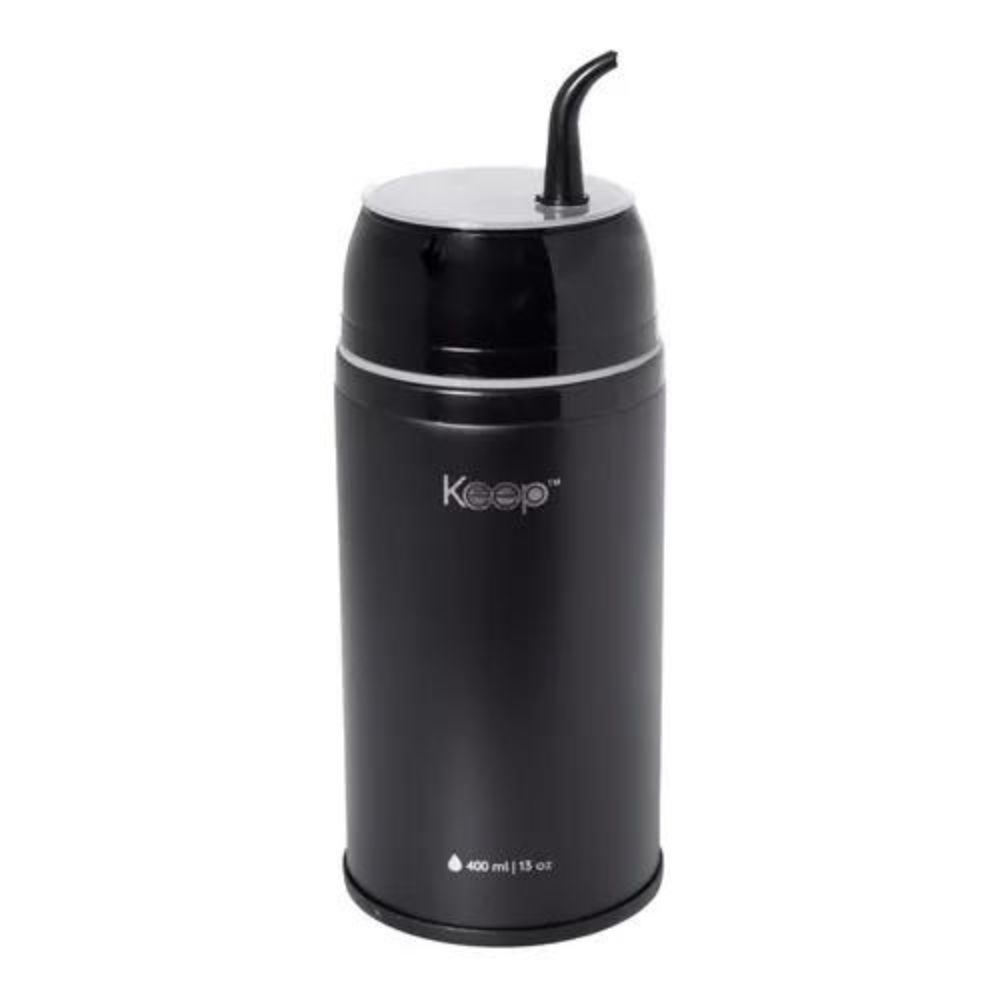 Termo Mate Listo Autocebante Keep Travel 400ml Acero Inox Negro