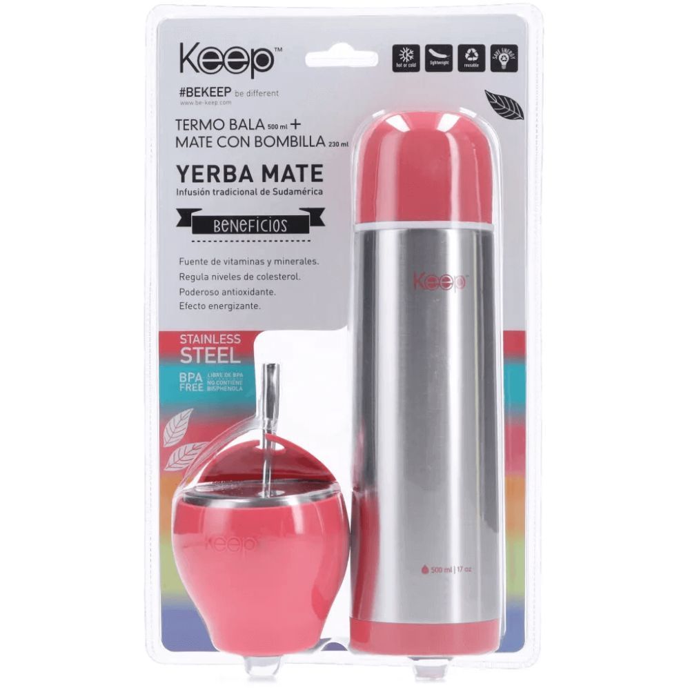 Set de Mate + Termo 500cc Rosa