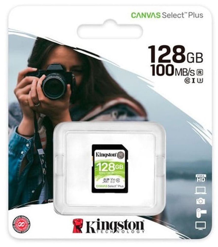 Memoria Kingston 128GB Canvas Select Plus V30 SD Card (SDHC) - 100MB/s