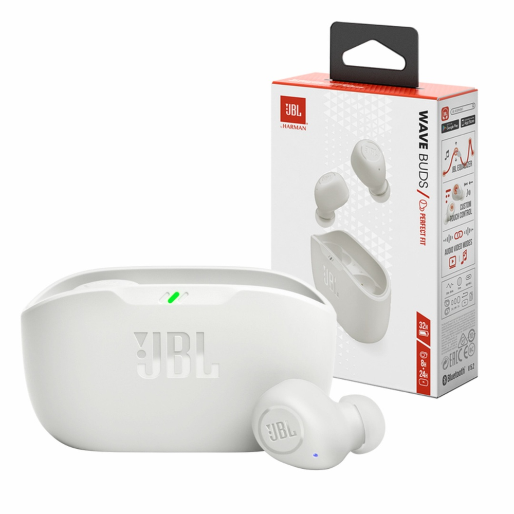 Auriculares Bluetooth JBL Wave Buds Blancos