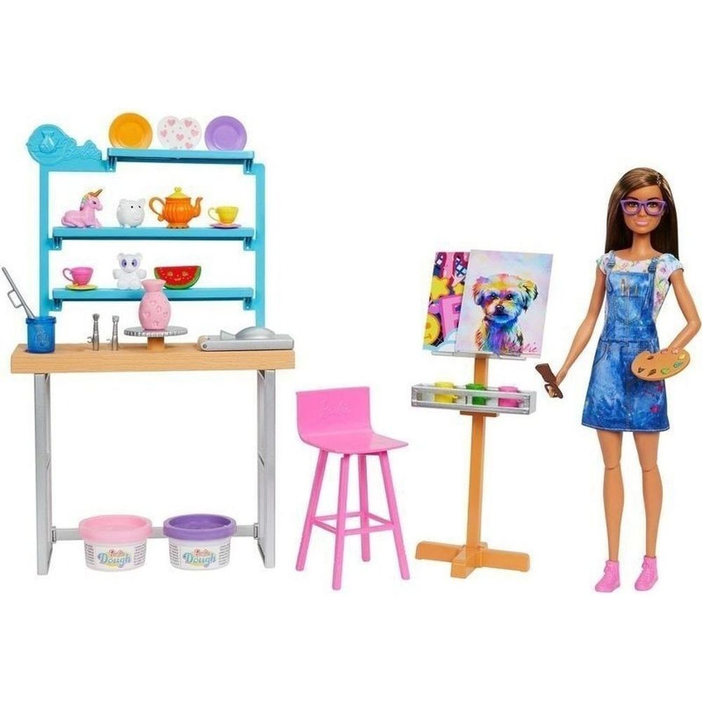Muñeca Barbie Estudio De Arte Mattel Artista Pintora
