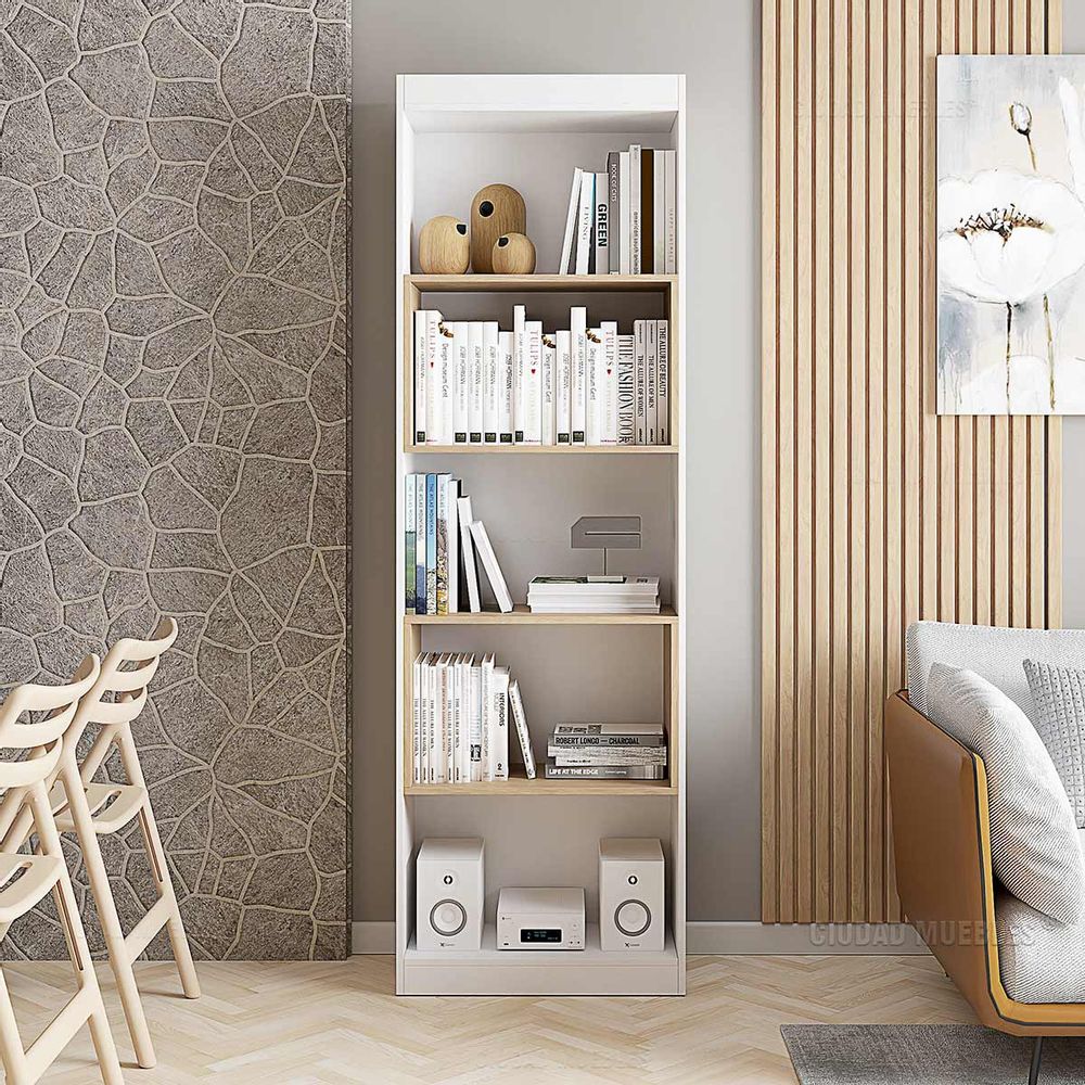 Biblioteca Moderna Estantería Alta De Melamina 192 cm De Alto Blanco ...