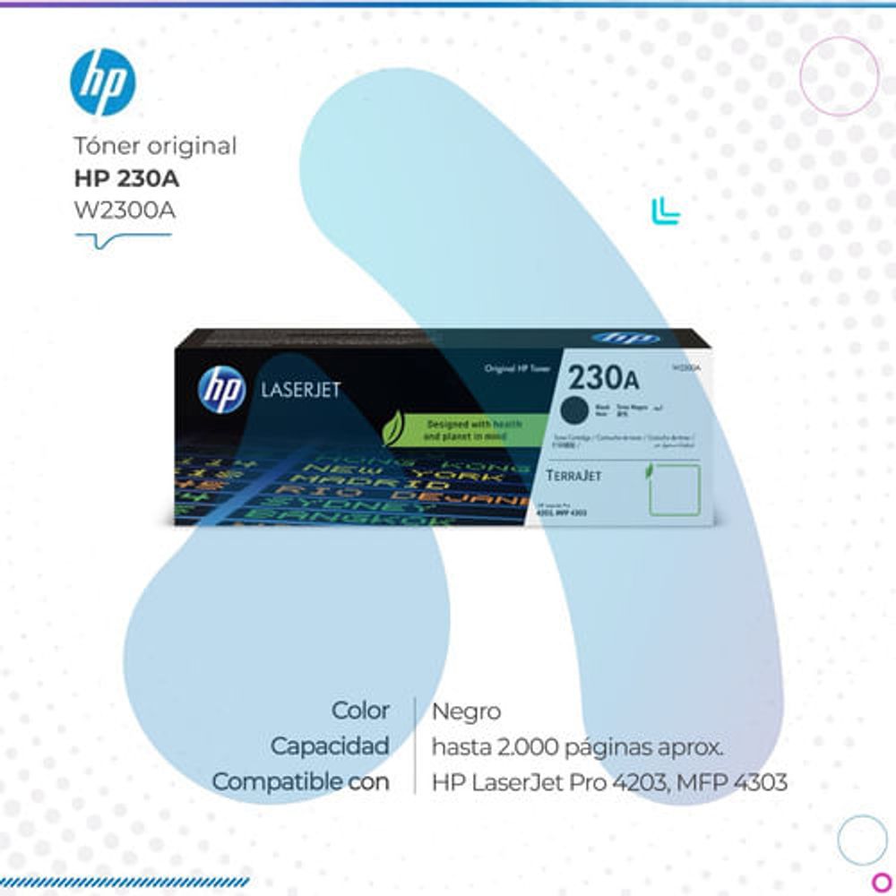 Toner HP 230A (W2300A) Negro - LaserJet Pro 4203, 4303