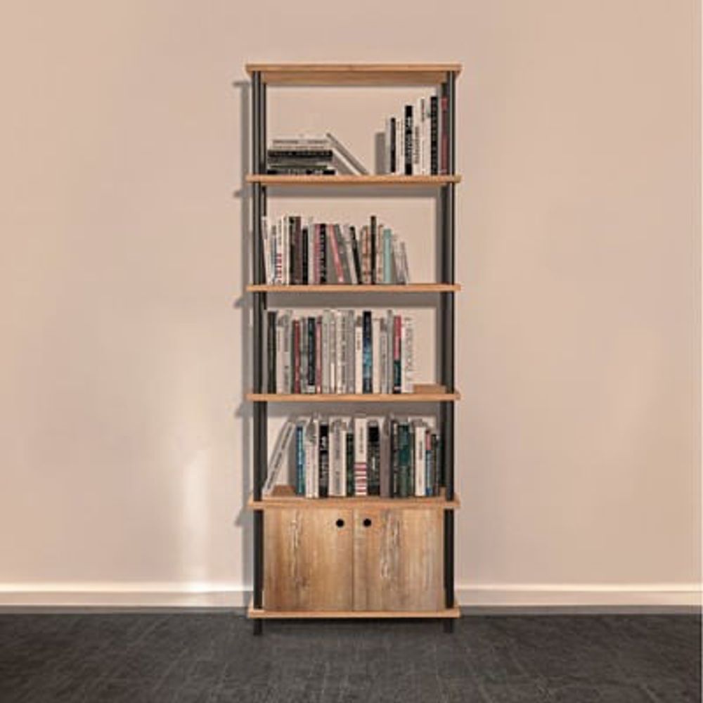 BIBLIOTECA 182CM + MÓDULO. 68 x 30 x 182 cm. Color ROBLE ATAKAMA