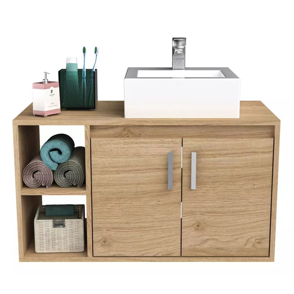 Vanitory Colgante Mueble Para Baño Con 2 Puertas Y Bacha DZE03RKN