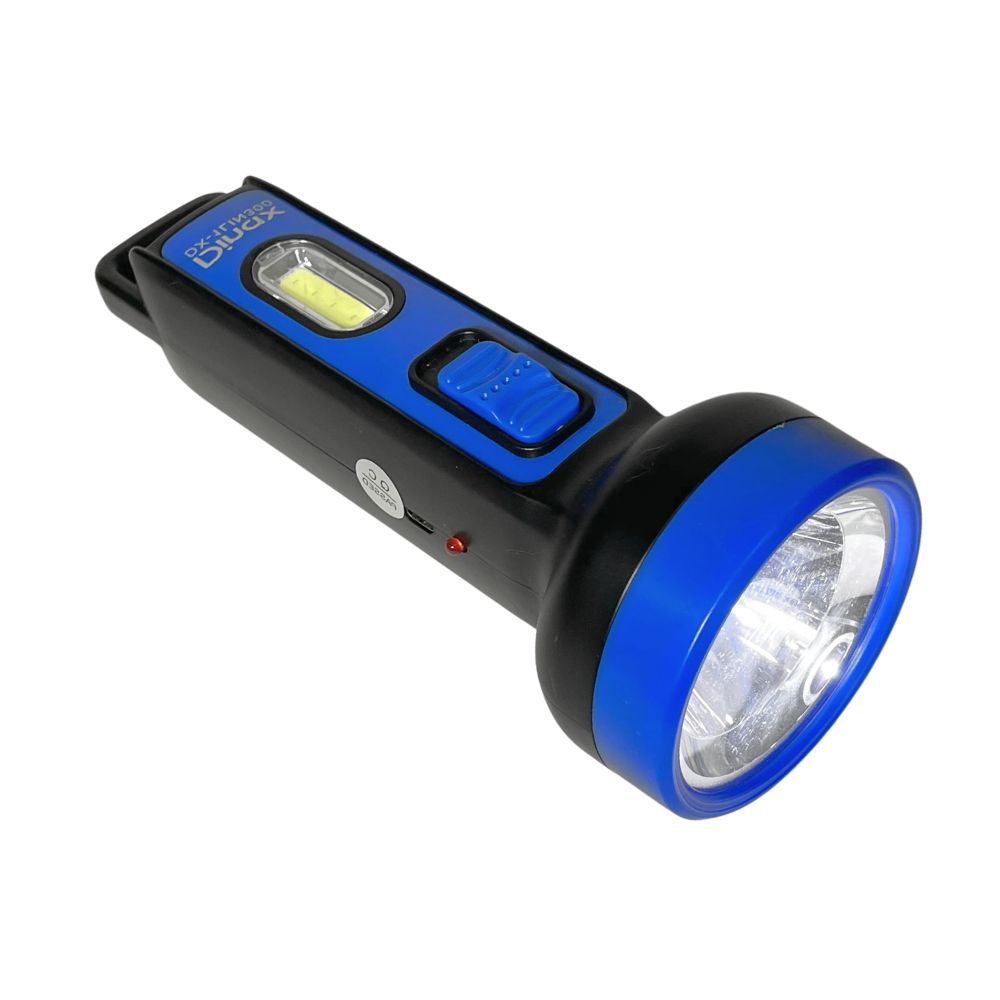 Linterna Portátil Luz Led Blanca Recargable Usb Negro-Azul Dinax DX-1LIN300