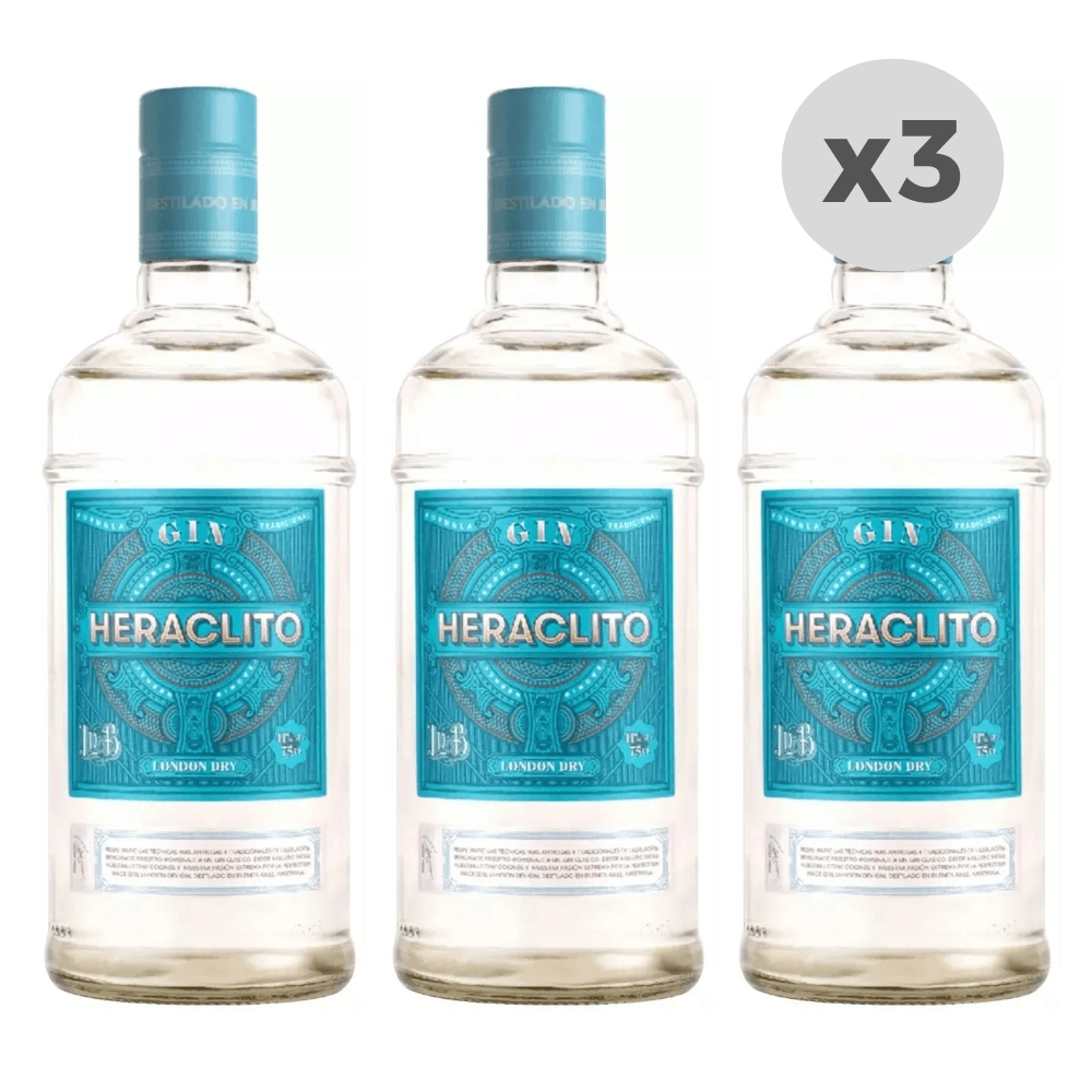 Gin Heraclito London Dry Botella 750ml x3