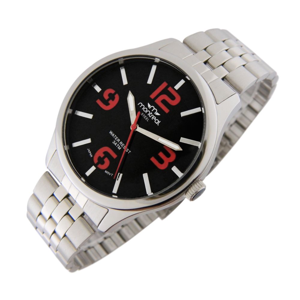 Reloj rojo Montreal acero