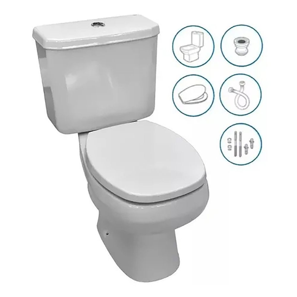 Kit Roca Monaco Inodoro C/deposito + Tapa Asiento + Fijacio