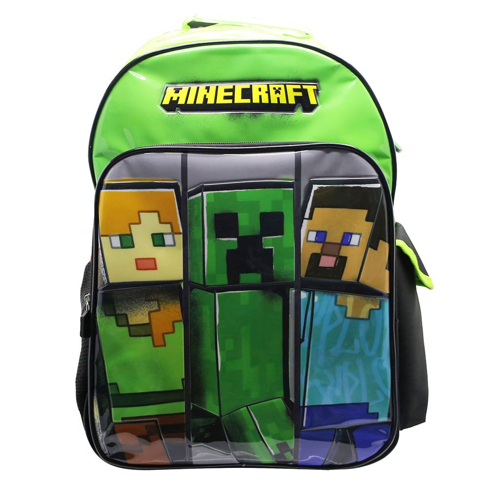 Mochila Minecraft 18Pulg Escolar Amplia Dos Divisiones Plastificada