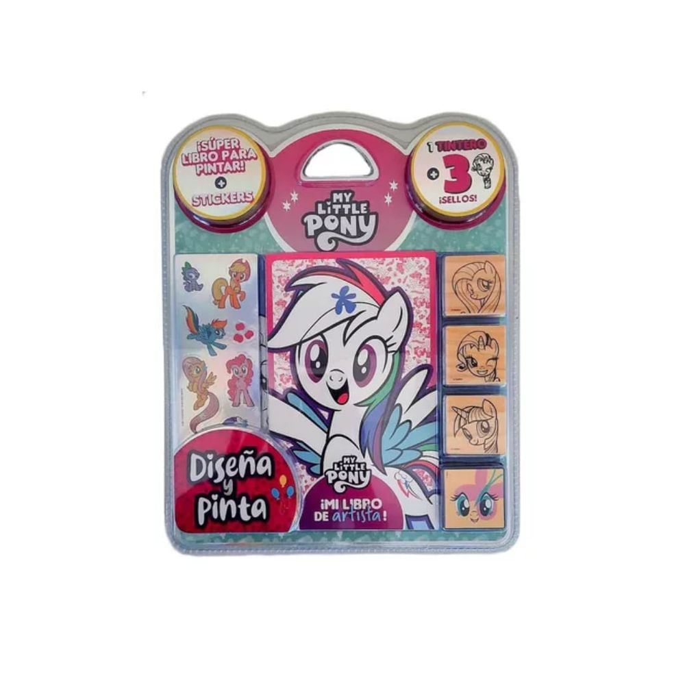 Libro Para Colorear Con Stickers + Sellos - Vertice My Little Pony