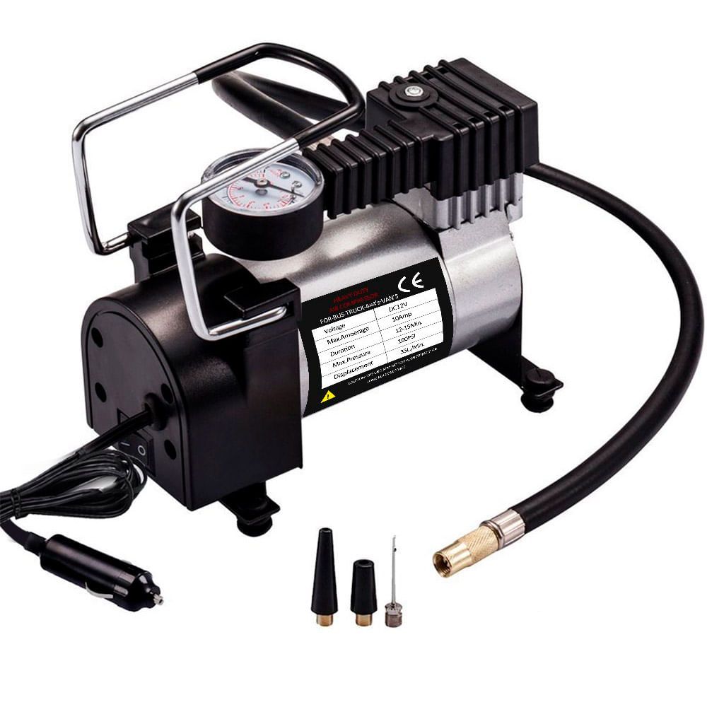 Compresor Para Auto 12v 150psi 35lt/min Portátil Con Manómetro