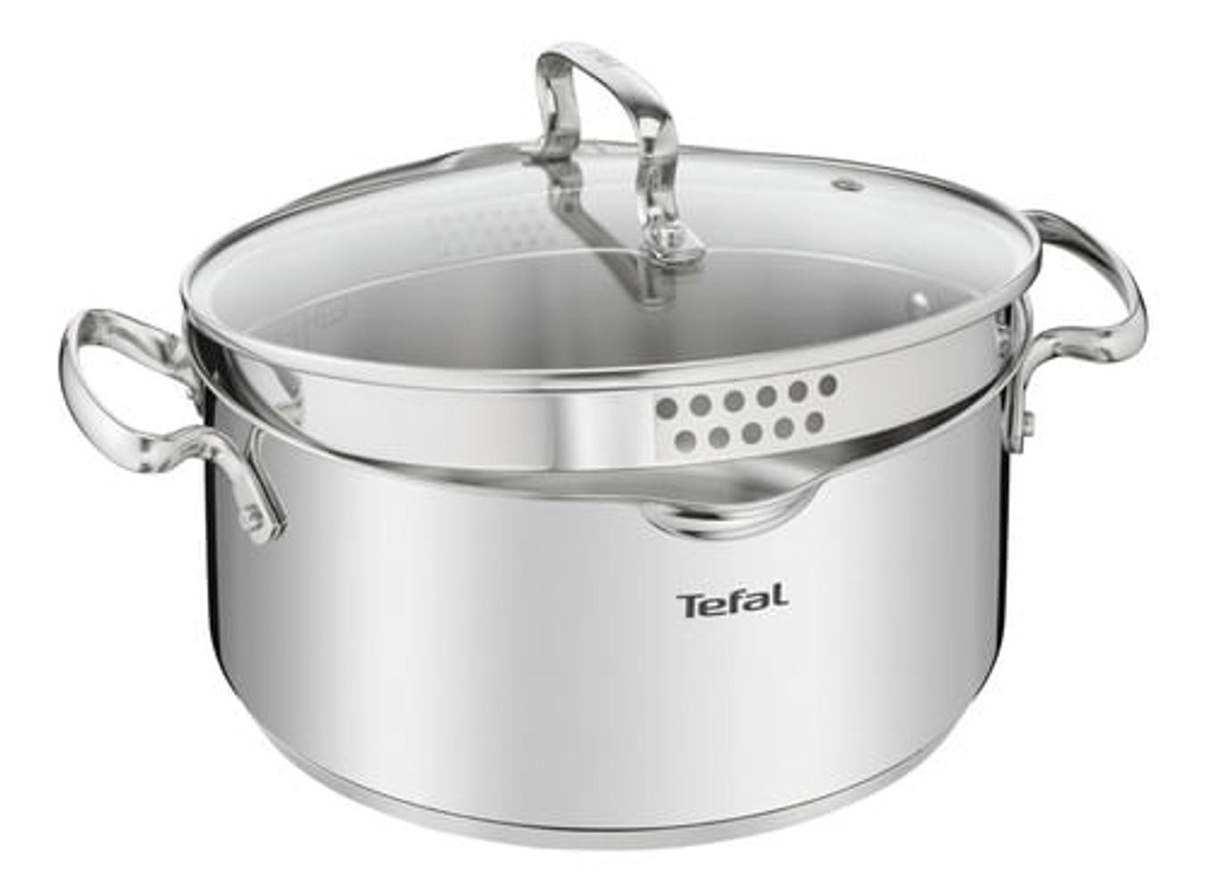 Olla 24cm Tefal Con Tapa De Vidrio Duetto Apta Inducción