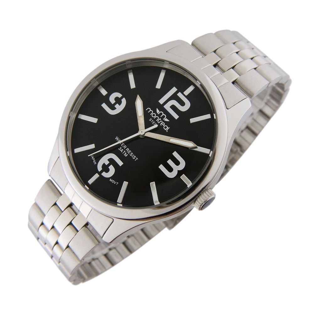 Reloj negro Montreal acero