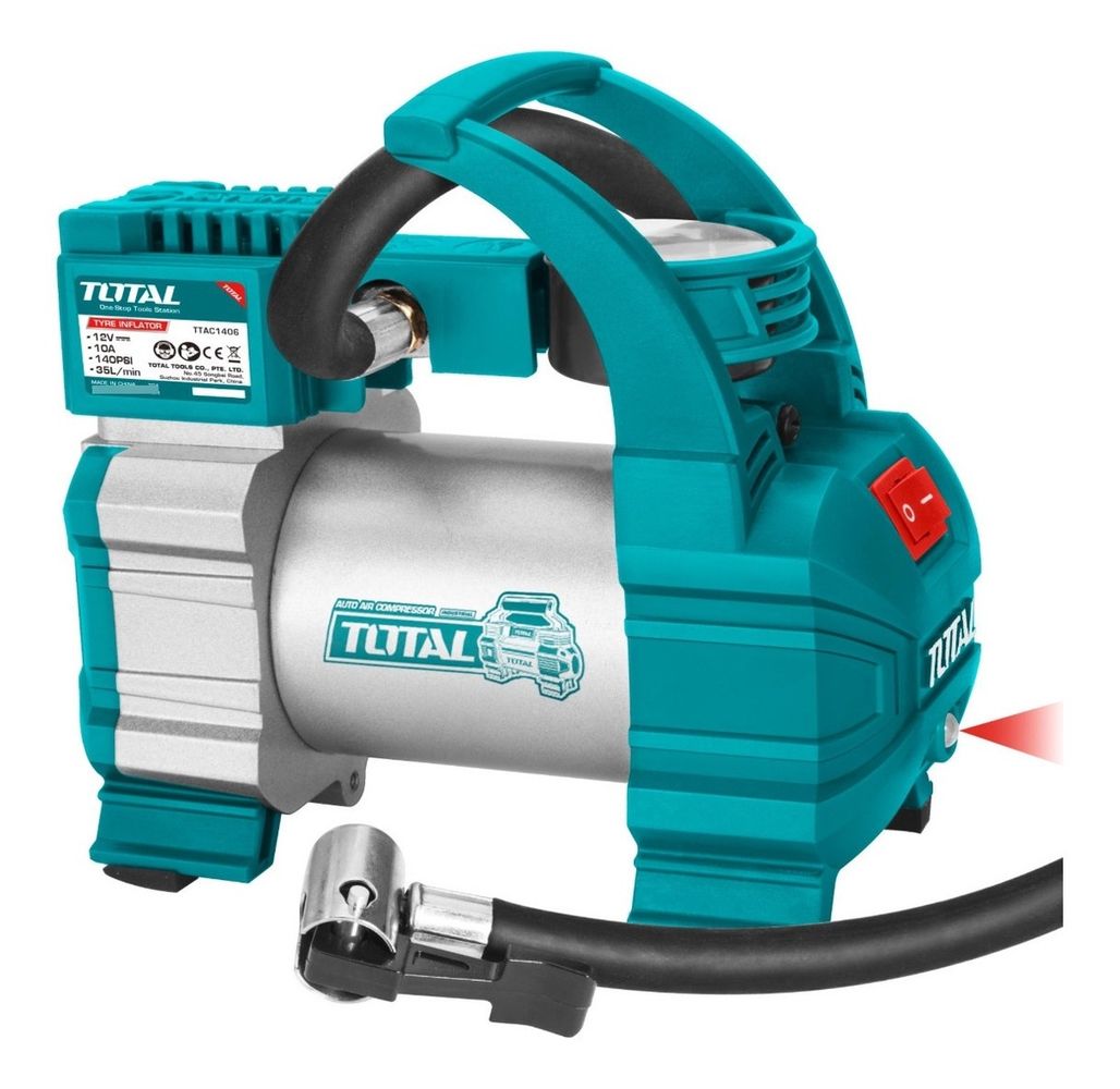 Total Ttac1406 Compresor Para Auto Y Moto 12v C/luz Cable 3m