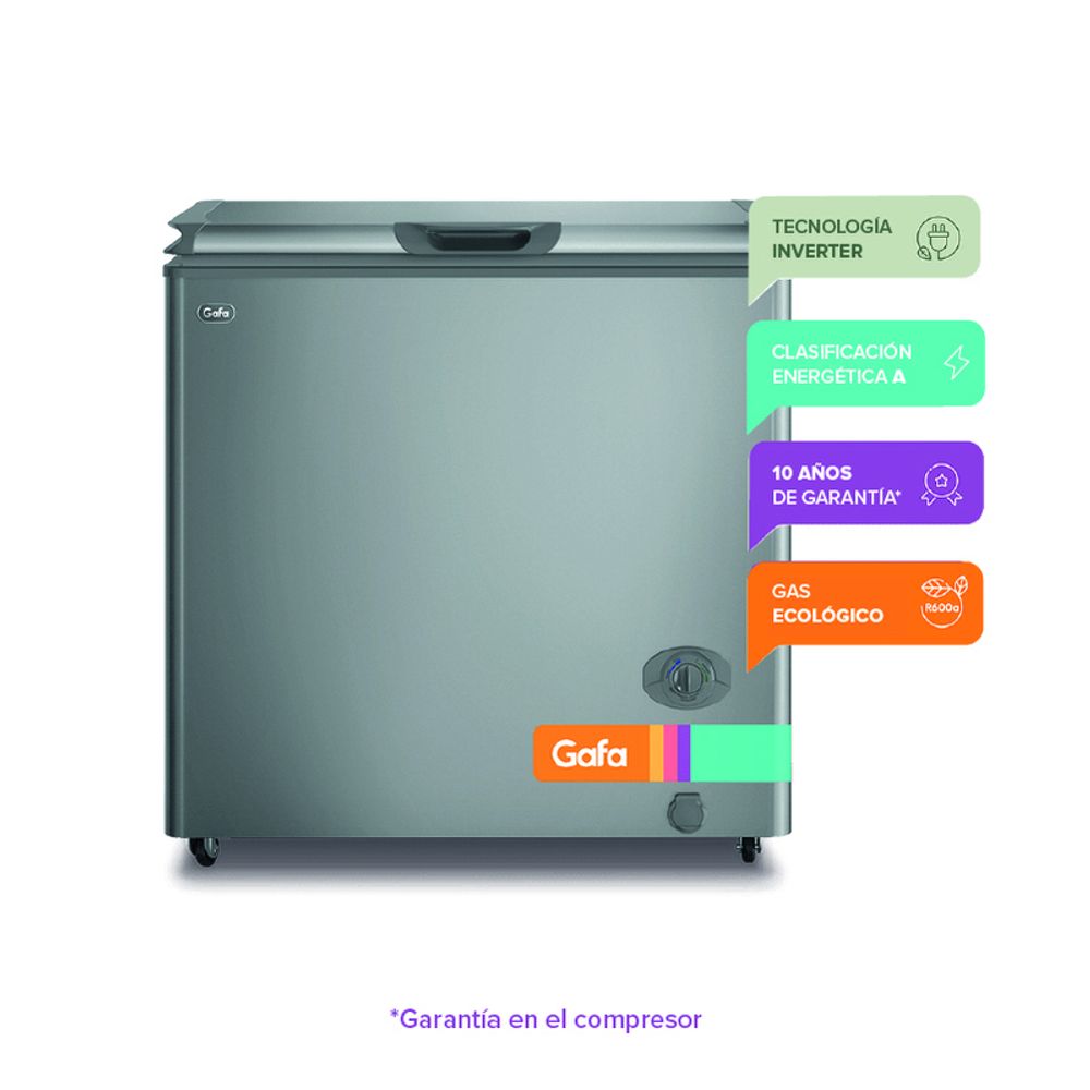 Freezer Horizontal Gafa Plata Inverter 205lts FGHI200P-M