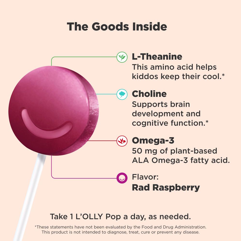 OLLY Mellow Buddies LOLLY Pops, L-teanina, colina,