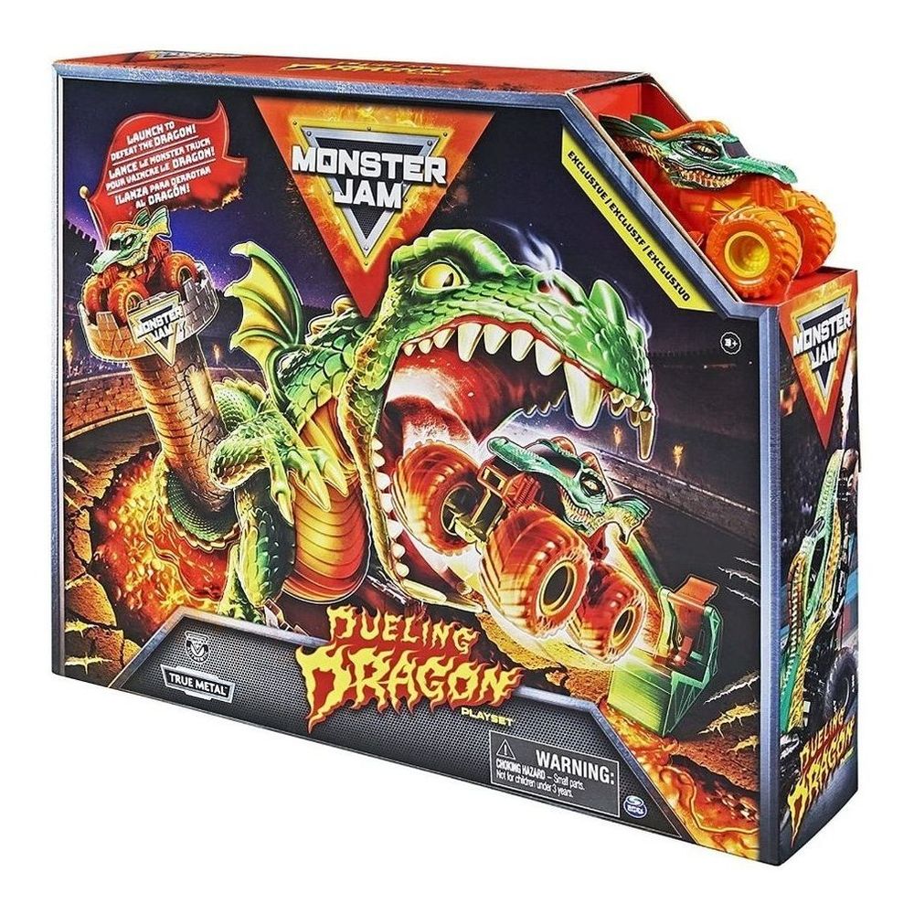 Set Monster Jam Vehiculo 1:64 Dragon Pista Y Rampa Playset