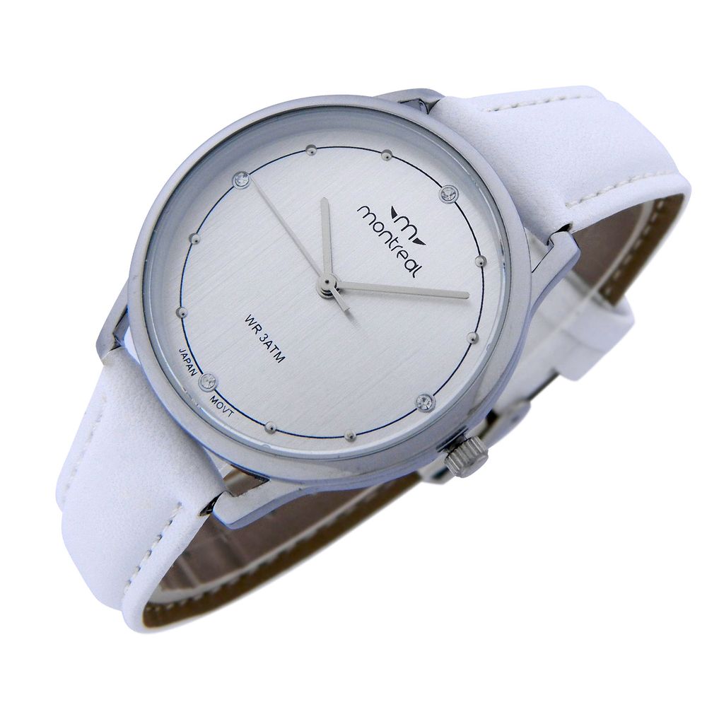 Reloj blanco Montreal cuero