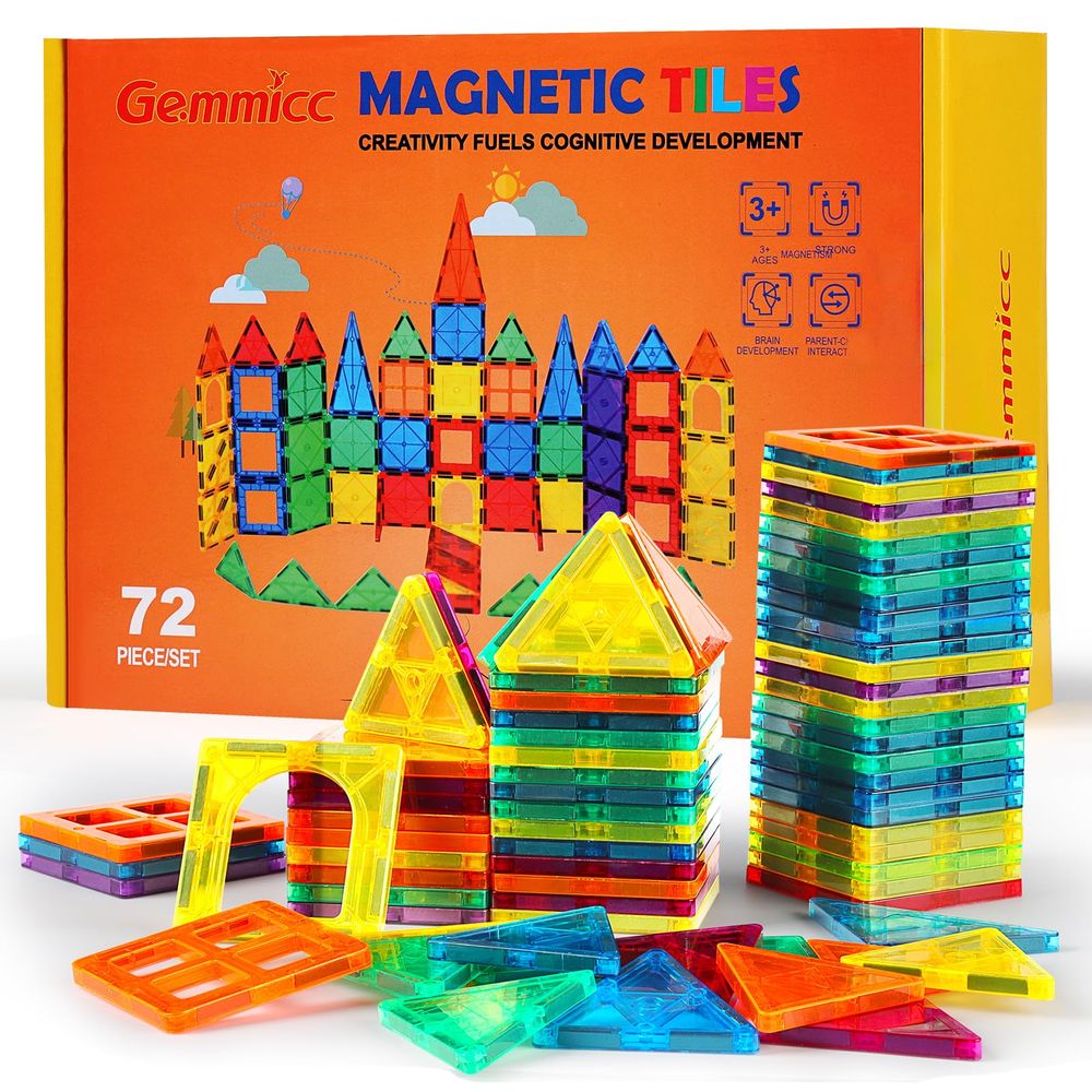 Juego de azulejos magnéticos Gemmicc Advanced, 72 piezas, para niños de 3 a 9 años