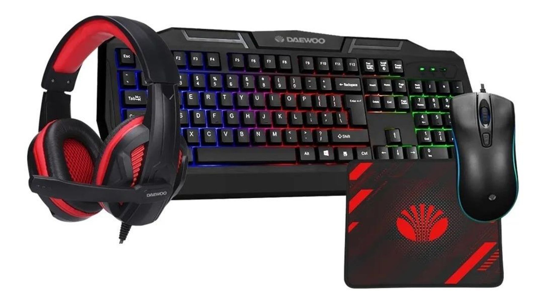 Kit Gamer Daewoo Teclado Mouse Auriculares Pad