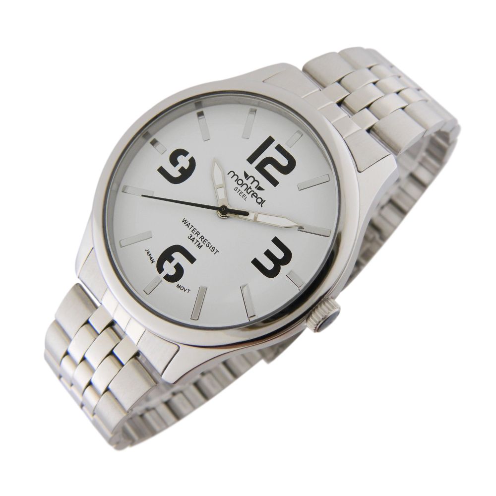 Reloj blanco Montreal acero