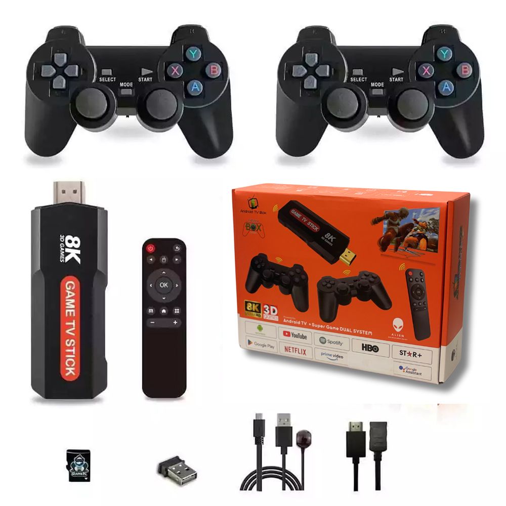 TV Box Stick 8K Smart tv con 2 Joystick + MIles de Juegos