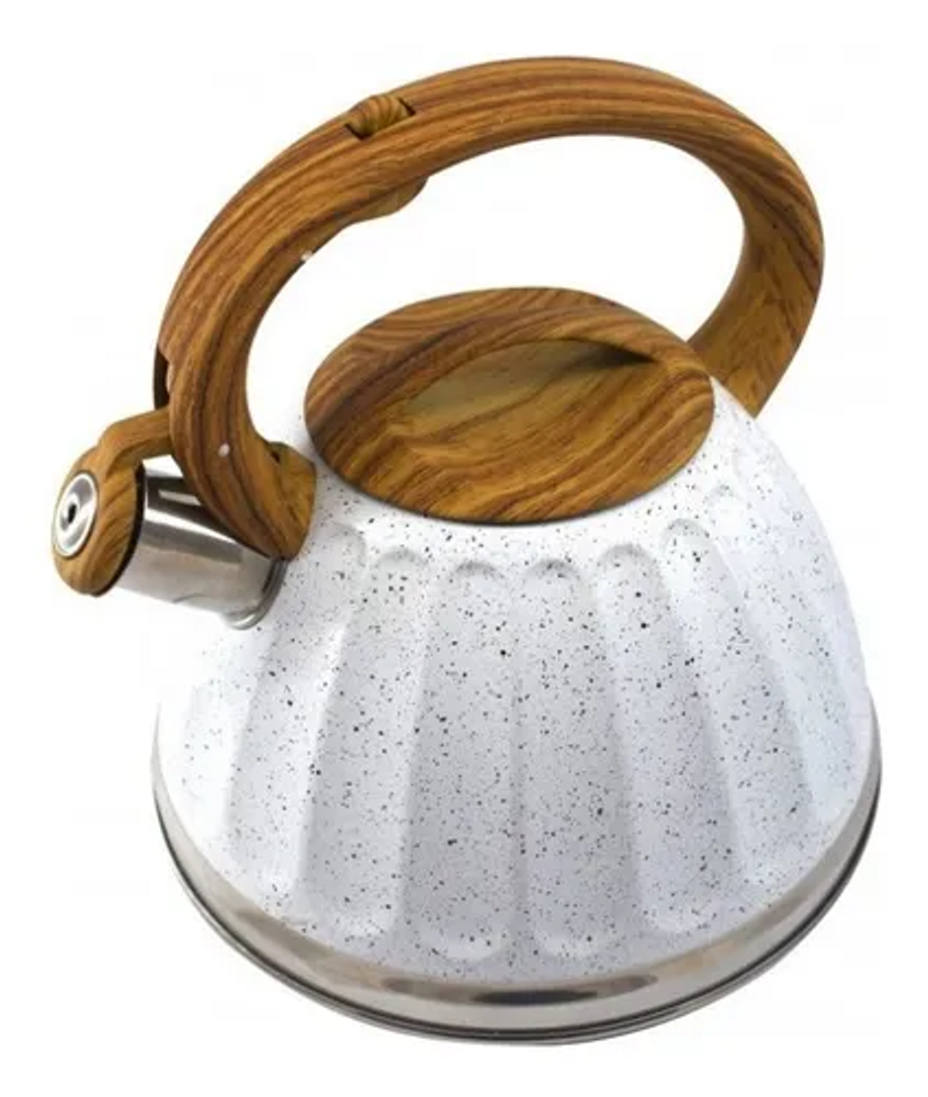 Pava Silvadora Acero Inox Mango Simil Madera 3.2 Lts Blanco