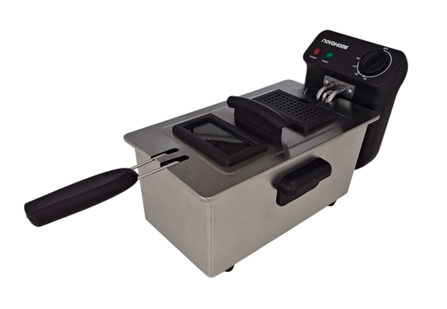 Freidora Eléctrica de Aceite 3 Lts Novohome 2000W Acero Inox