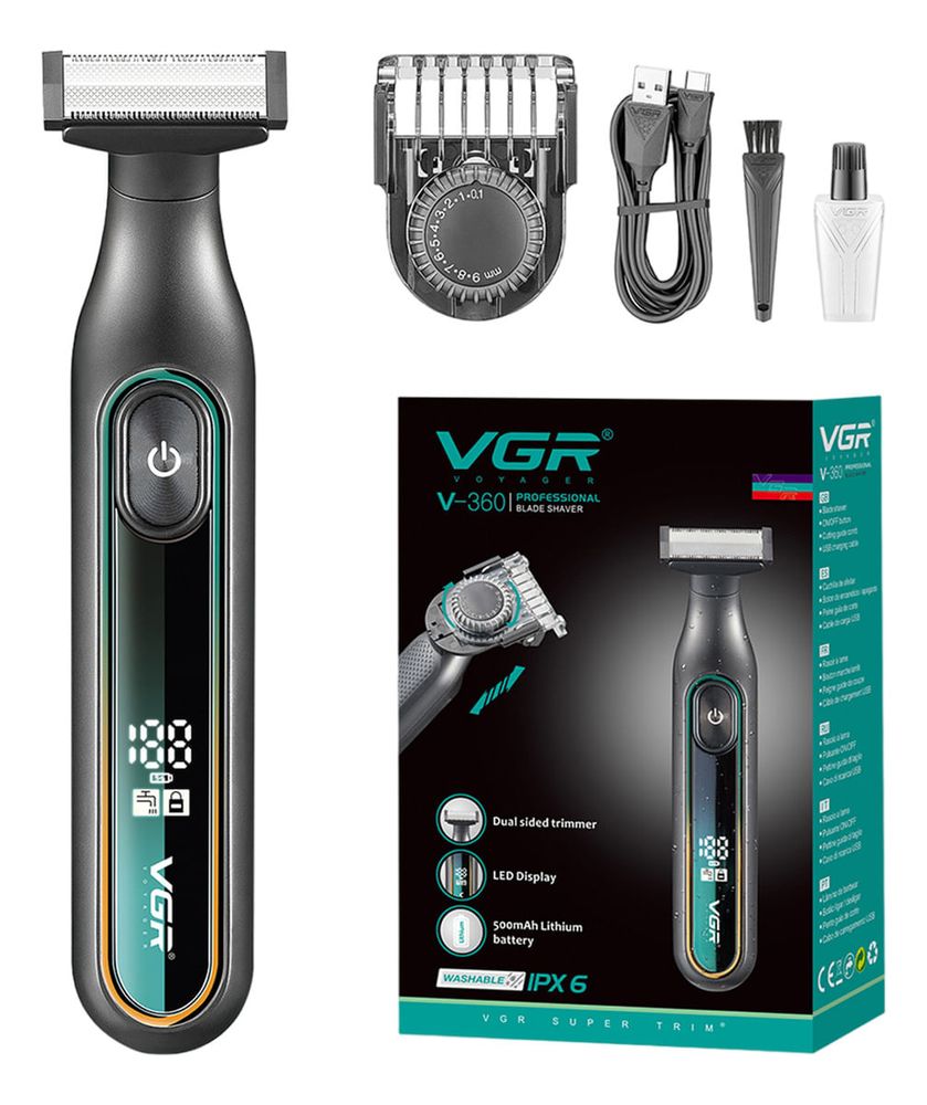 Afeitadora Eléctrica Hombre Trimmer Corporal VGR V-360 IPX6