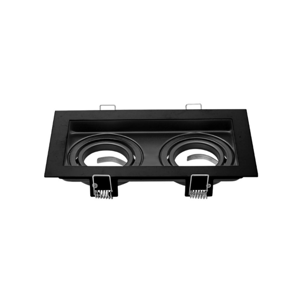 Spot Embutido Rectangular Dicroica Cardan 2 Luces 185X100 Negro
